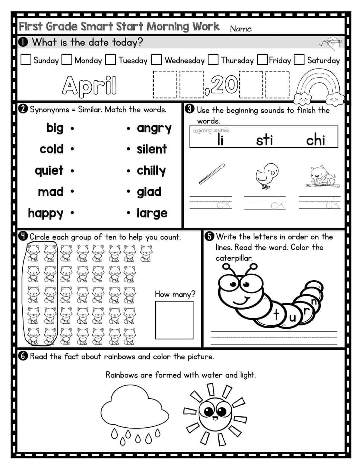Smart Start First Grade Morning Work - The Crafty Classroom