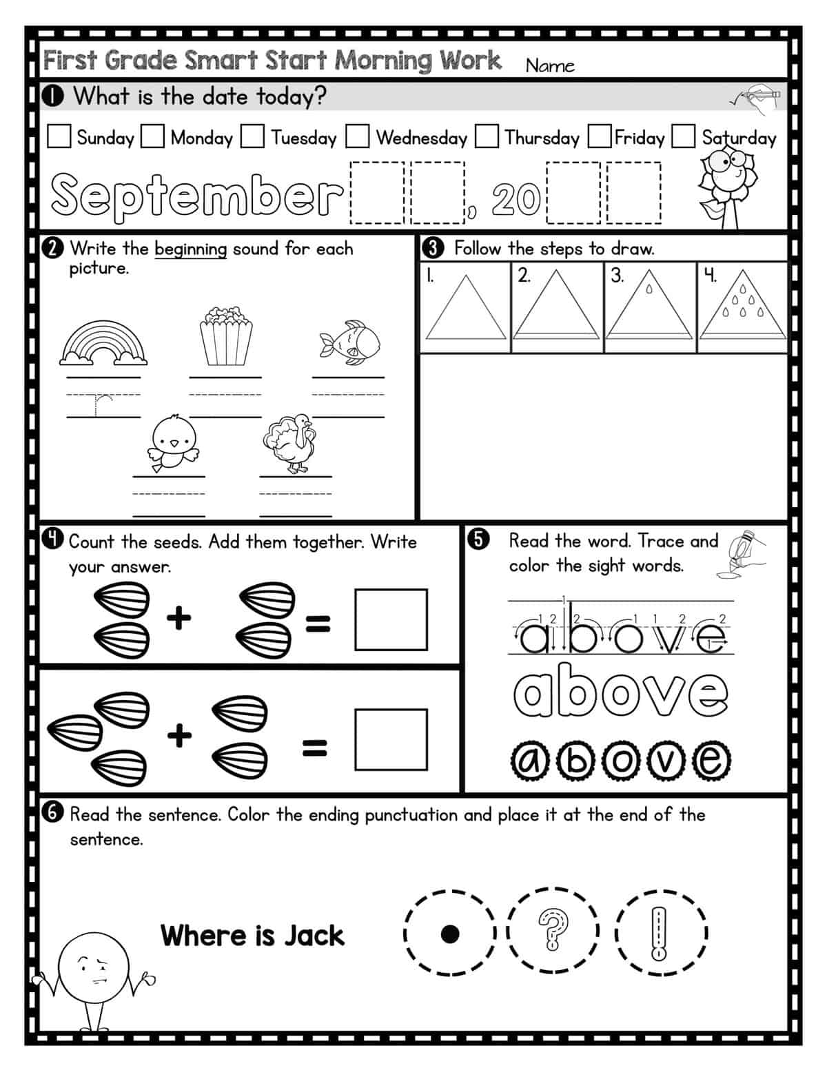 Smart Start First Grade Morning Work - The Crafty Classroom