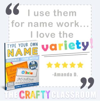 Type Your Own Name Activity Mats - The Crafty Classroom